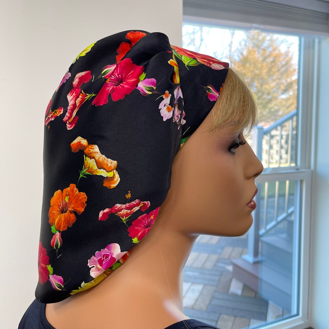 Peonies Silk Bouffant Scrub Cap: Reversible Surgical Bonnet - Etsy