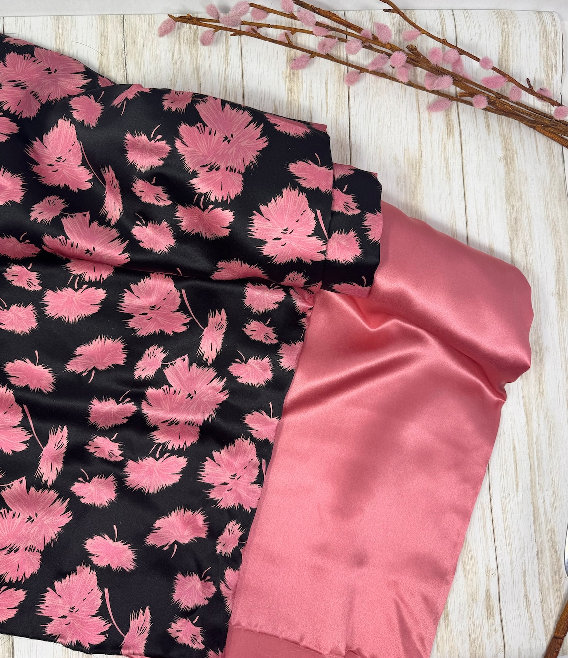 Reversible Mulberry Silk Bonnet: Rose Gold & Punch Print, Handmade - Etsy