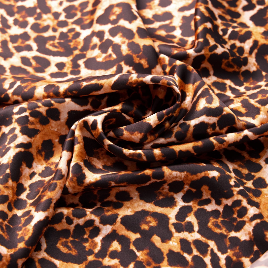 Leopard Print 100% Pure Mulberry Silk Fabric 19mm 6A Grade 54" Width ...