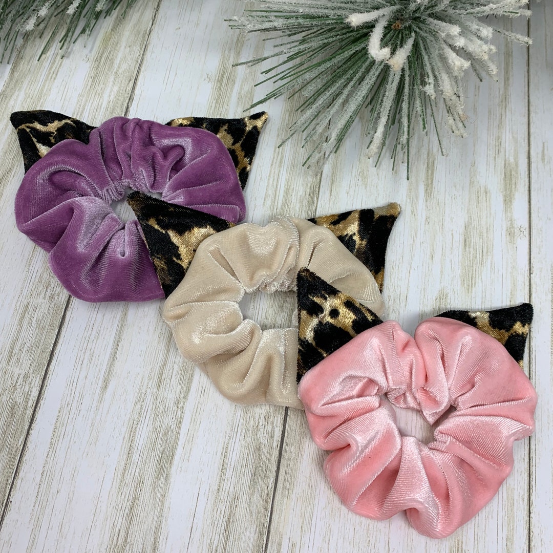 Cat Ears Scrunchies. Handmade Velvet Hair Ties. - Etsy