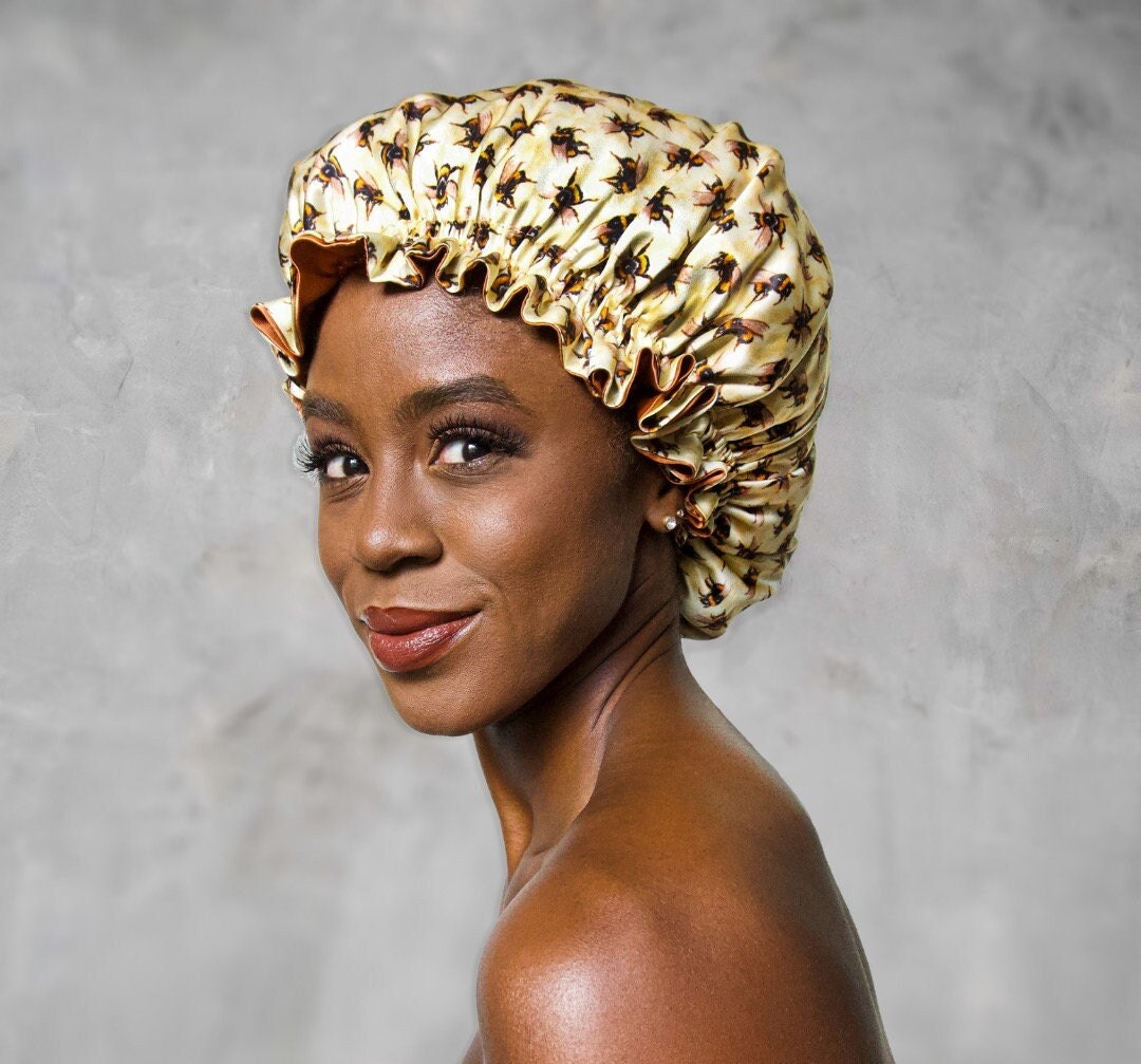 Bumblebee and Copper Double Layer 100% Pure Mulberry Silk Bonnet 19 ...