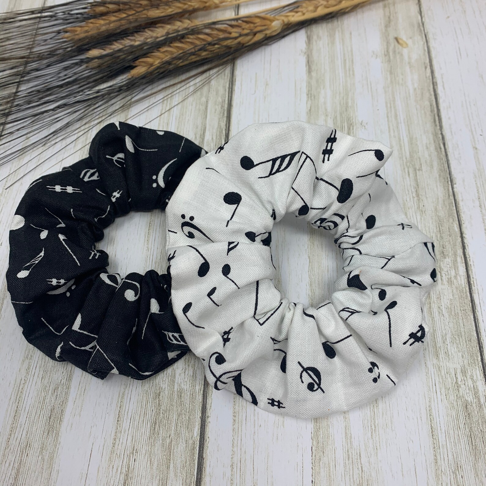 Music Notes Cotton Scrunchies. Handmade Ponytail Holders. Hair | Etsy