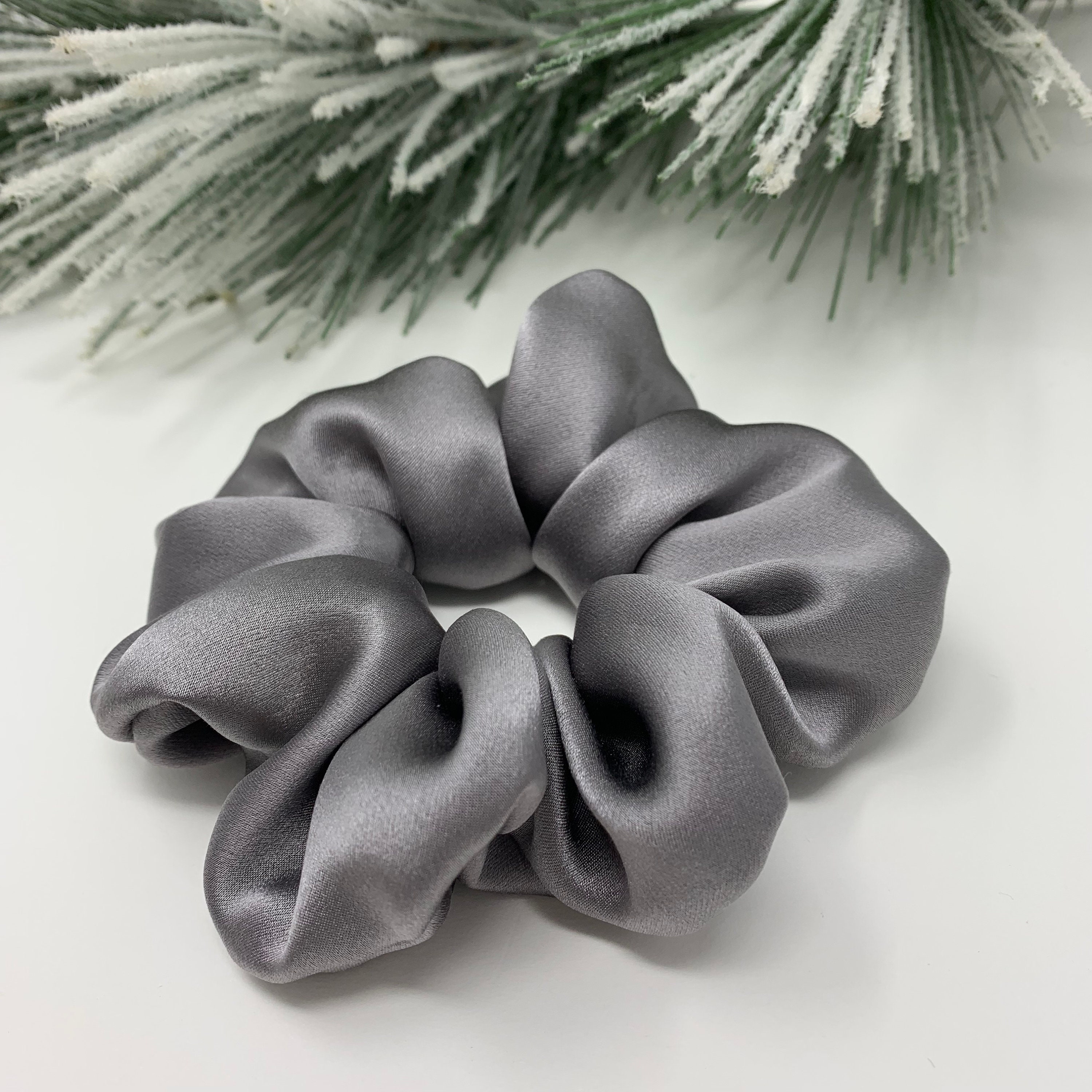 Silver 100% Pure Silk Scrunchie Genuine Silk Ponytail Holder - Etsy