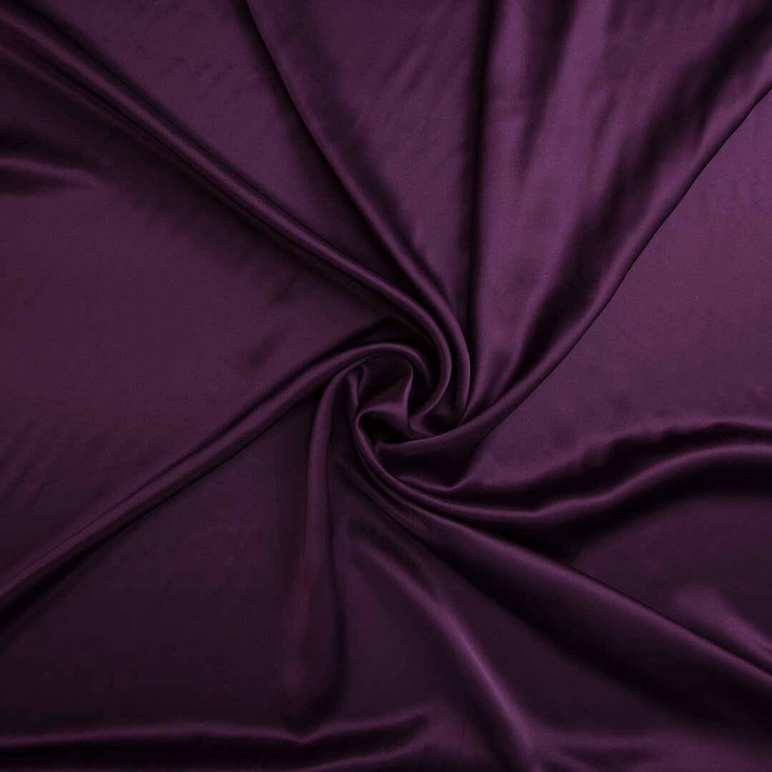 Deep Purple 100% Pure Mulberry Silk Fabric by the Yard 19 Momme 6A ...