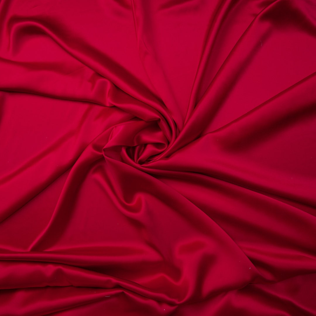 Ruby Red 100% Pure Mulberry Silk Fabric by the Yard 19 Momme 6A Grade ...