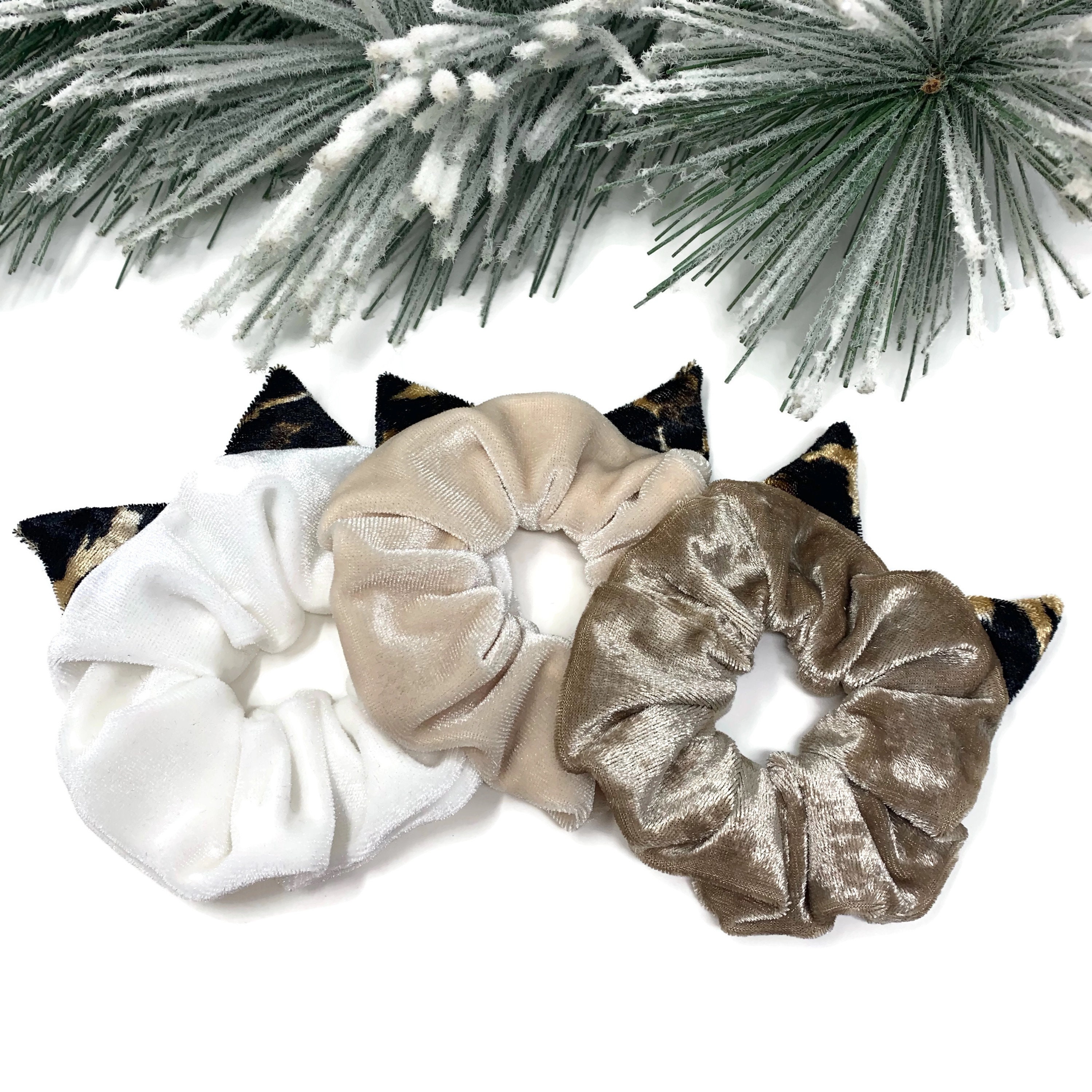 Cat Ears Scrunchies. Velvet Ponytail Holder. Handmade Cat Ears | Etsy