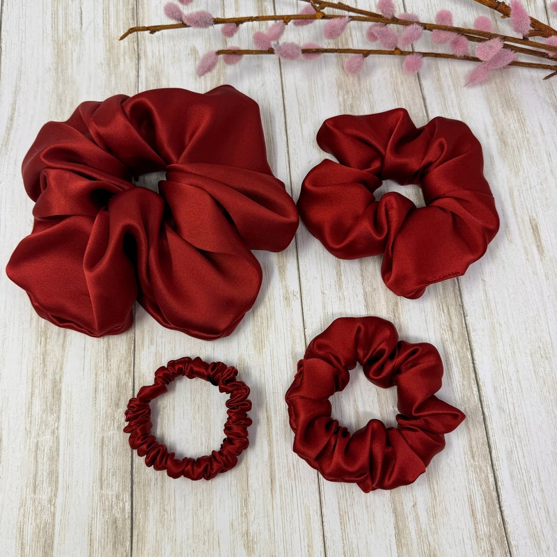 Dark Red Silk Hair Tie - Etsy