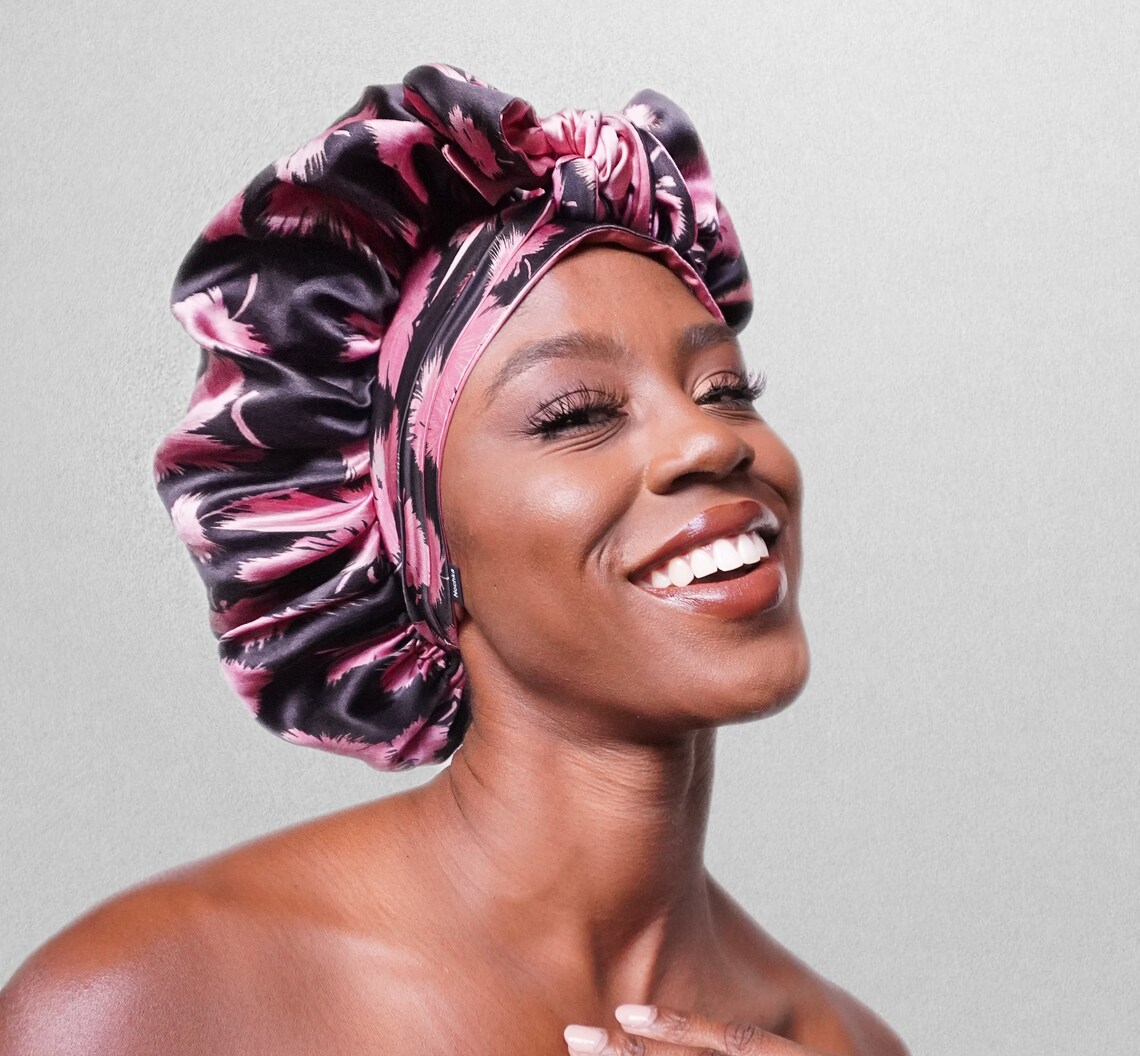 Reversible Mulberry Silk Bonnet: Rose Gold & Punch Print, Handmade - Etsy