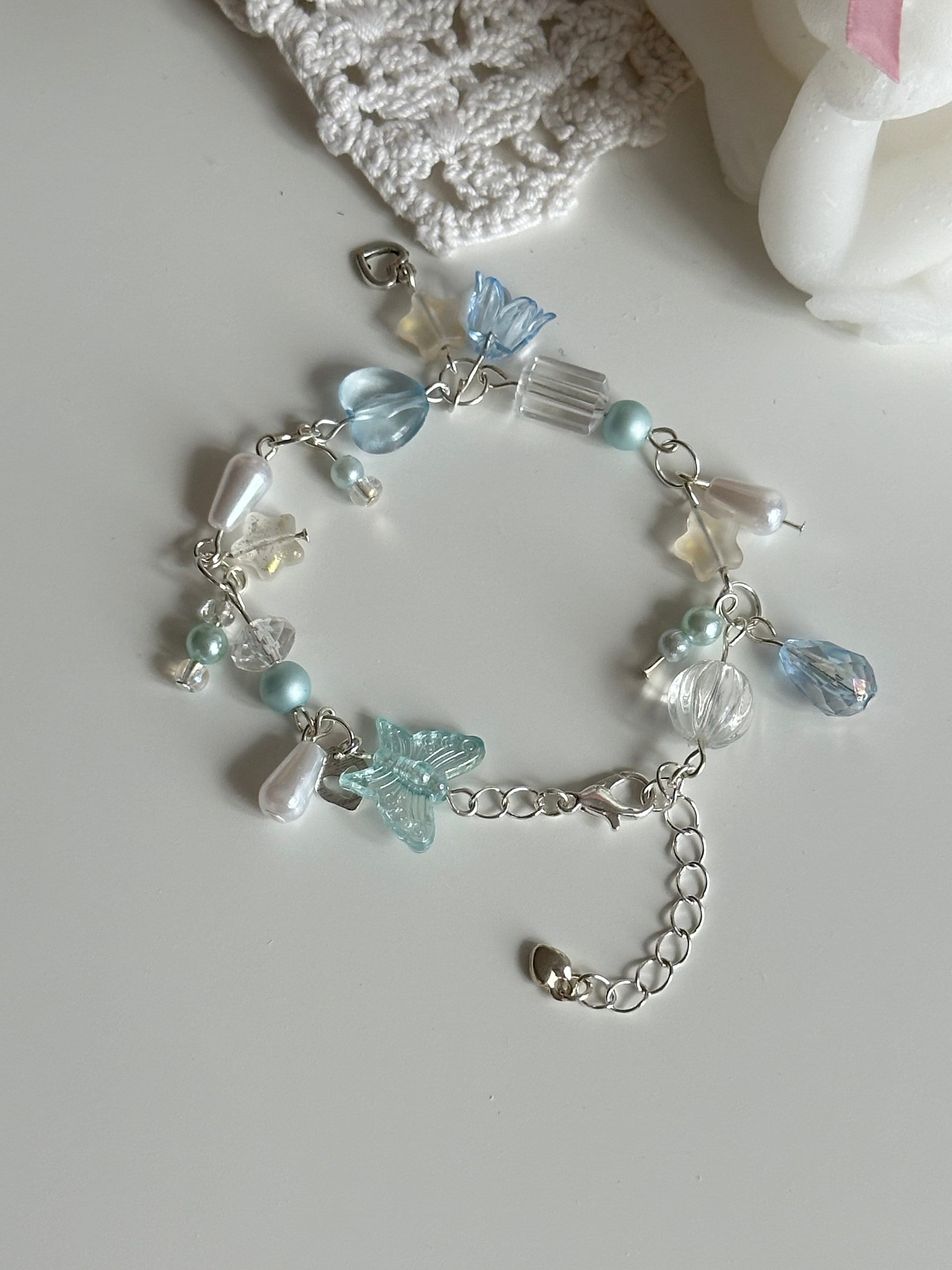 Sky Blue Aesthetic Cute Kawaii Coquette Handmade Bead Jewelry Bracelet ...