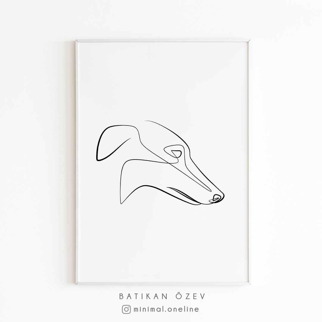 Abstract Greyhound Head Line Art Digital Print, Single Line Design, Pet ...