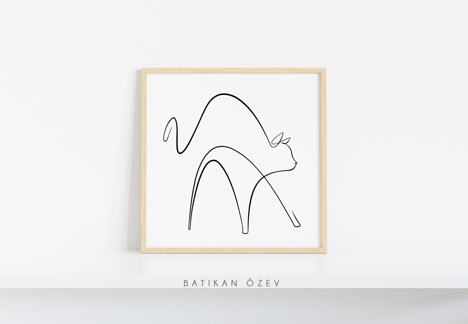 Abstract Arched Back Cat Line Art Drawing Printable Cat One - Etsy