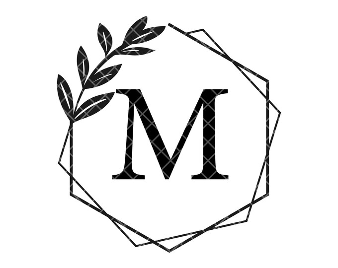Letter M Monogram Svg Floral Hexegonal Frame Svg Laurel - Etsy