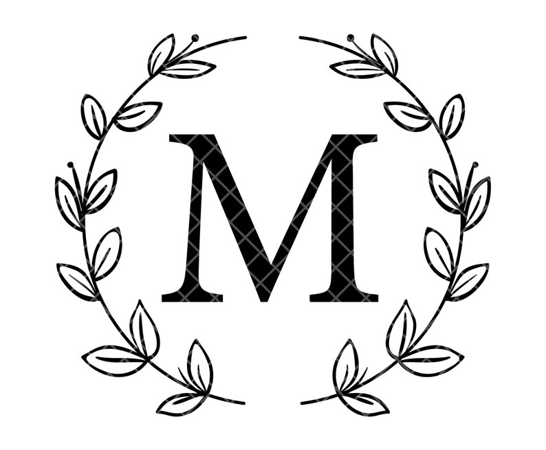 Letter M Monogram Svg Floral Wreath Svg Laurel Wreath Svg - Etsy