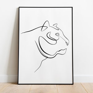 Animal Wall Decor, Tiger Line Art, Tiger Drawing, Minimal Line Art ...