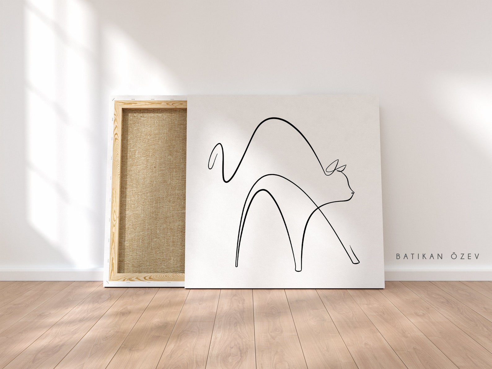 Abstract Arched Back Cat Line Art Drawing Printable Cat One - Etsy