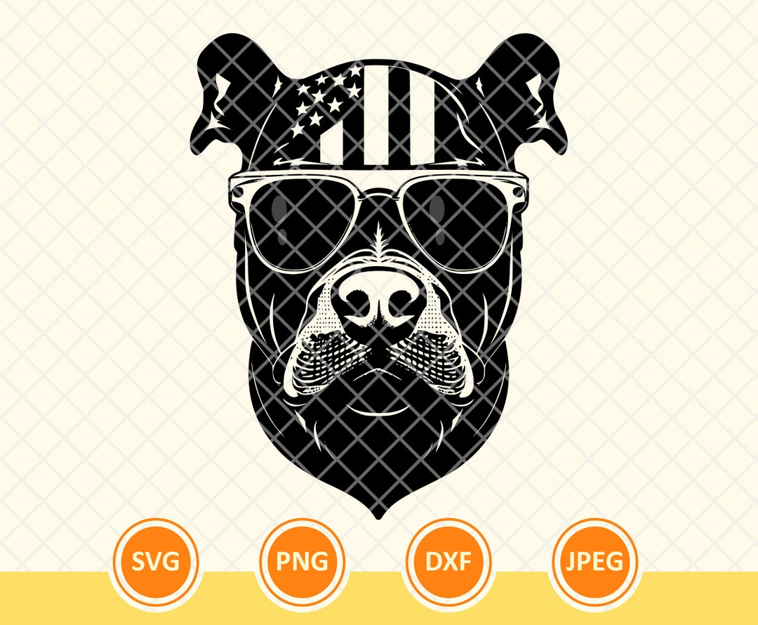 Pitbull With Sunglasses Svg, American Flag Bandana Svg, Patriot Pitbull ...