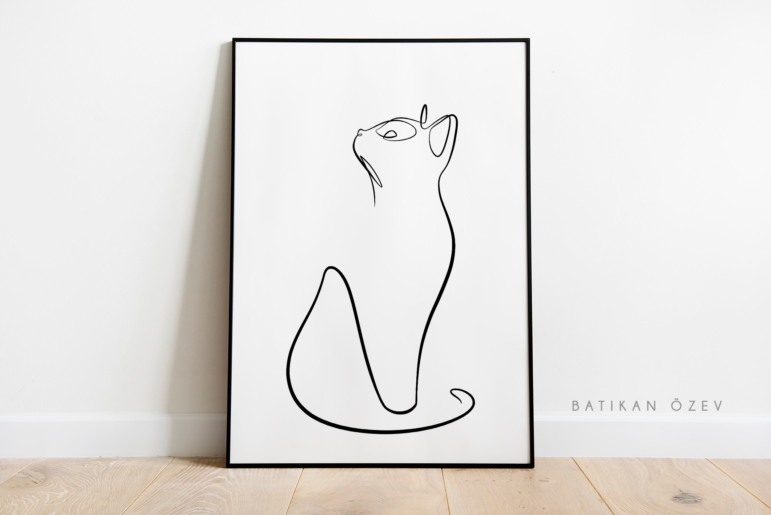 Minimalist Cat Line Art Print Cat Drawing Poster One Line | Etsy