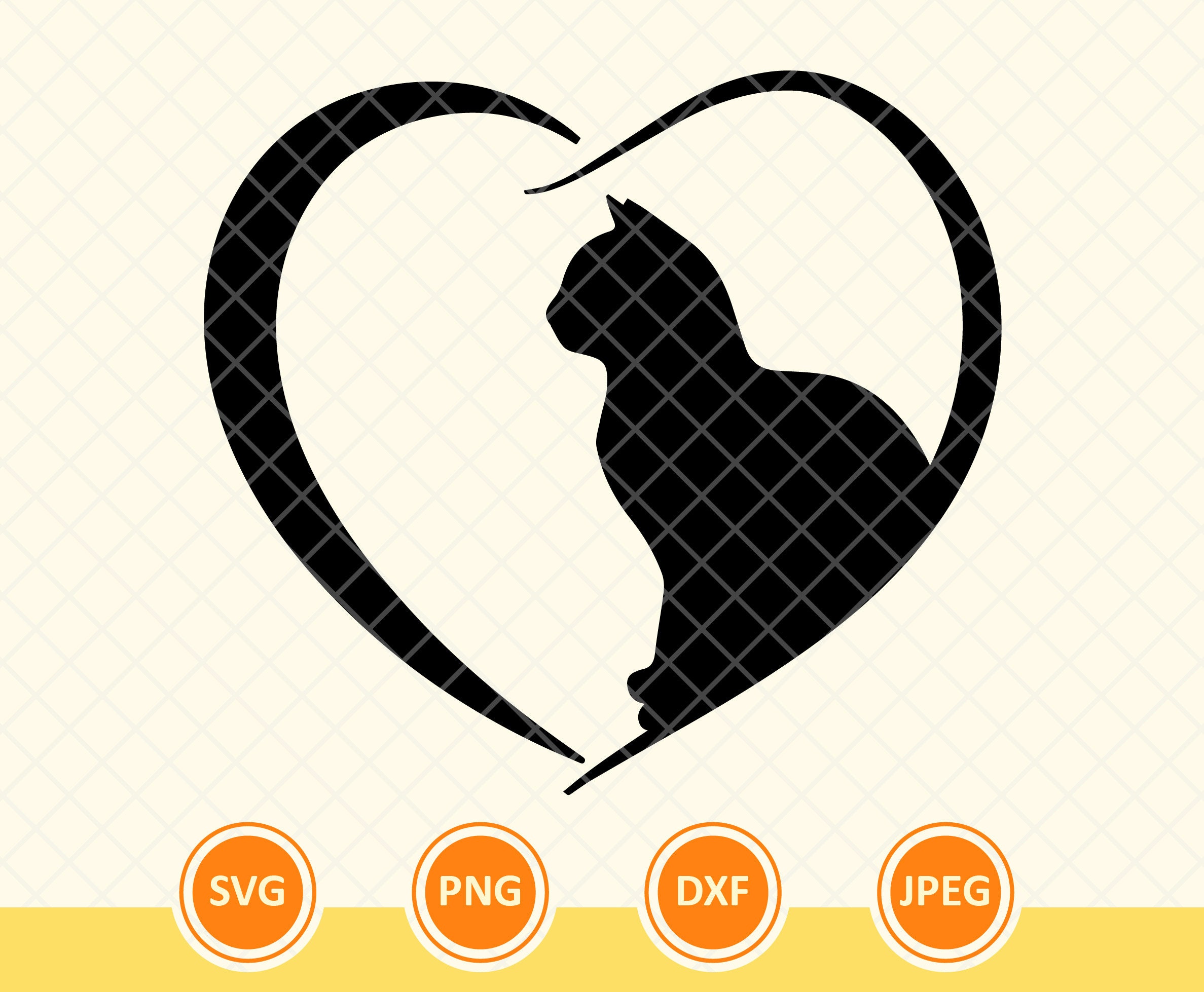 Cat In Heart Svg Cat Silhouette Svg Kitten Svg Cat Tshirt - Etsy México