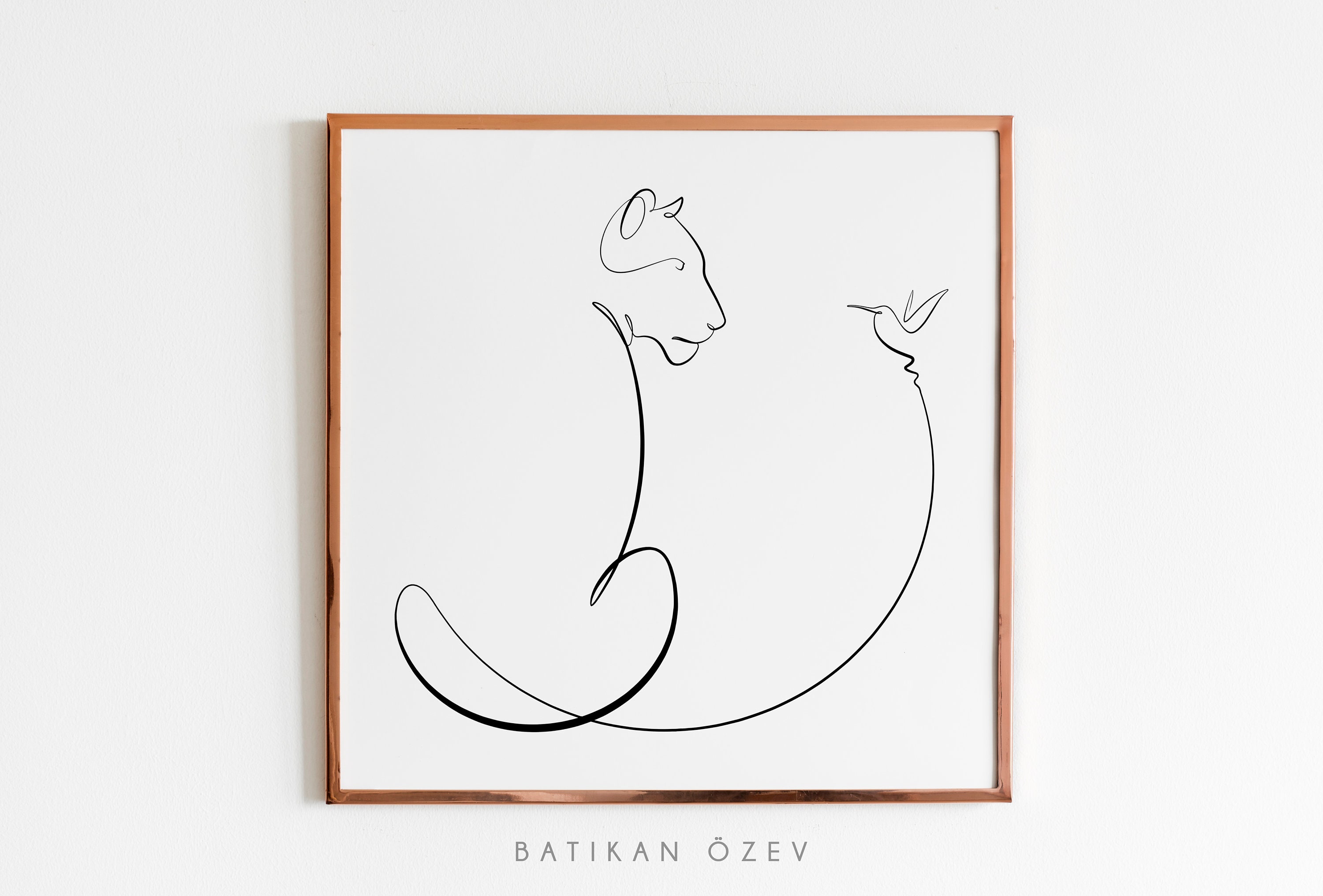 Lioness Art Print Lioness Line Art Hummingbird Drawing | Etsy