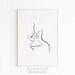 Kissing Couple One Line Wall Art, Romantic Kiss Line Drawing, Minimal ...