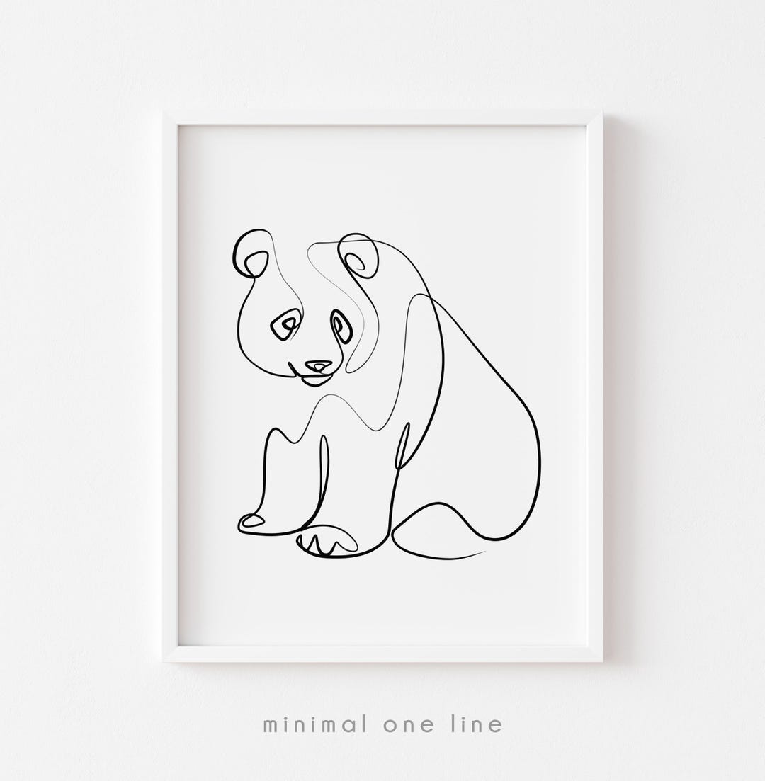 Panda Line Art, Panda Drawing, Minimal Panda Illustration, One Line ...