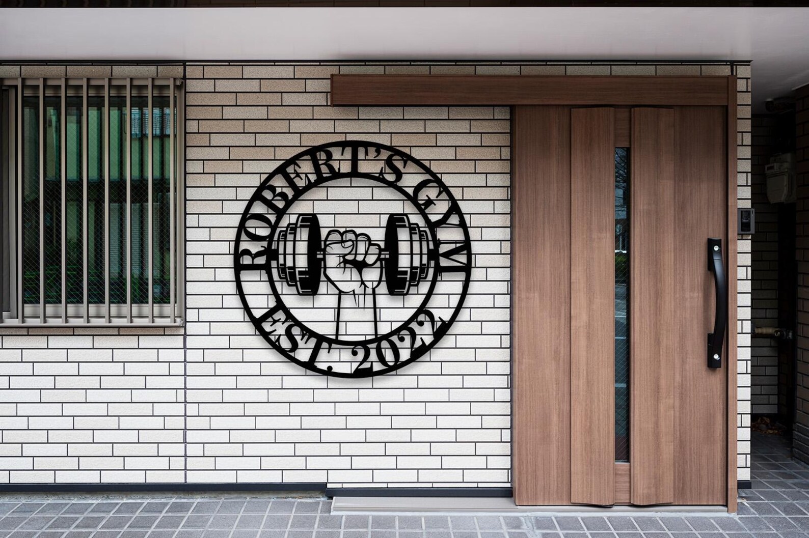 Custom Gym Name Sign Svg Png Dxf, Fitness Center Sign, Dumbbell Metal ...