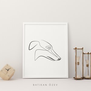 Abstract Greyhound Head Line Art Digital Print, Single Line Design, Pet ...