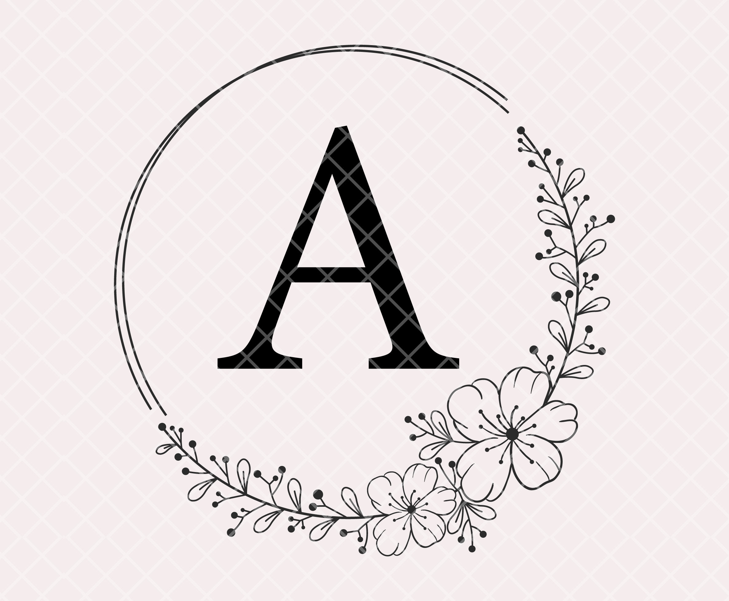 Letter A Monogram Svg Floral Wreath Svg Rose Wreath Svg - Etsy Canada
