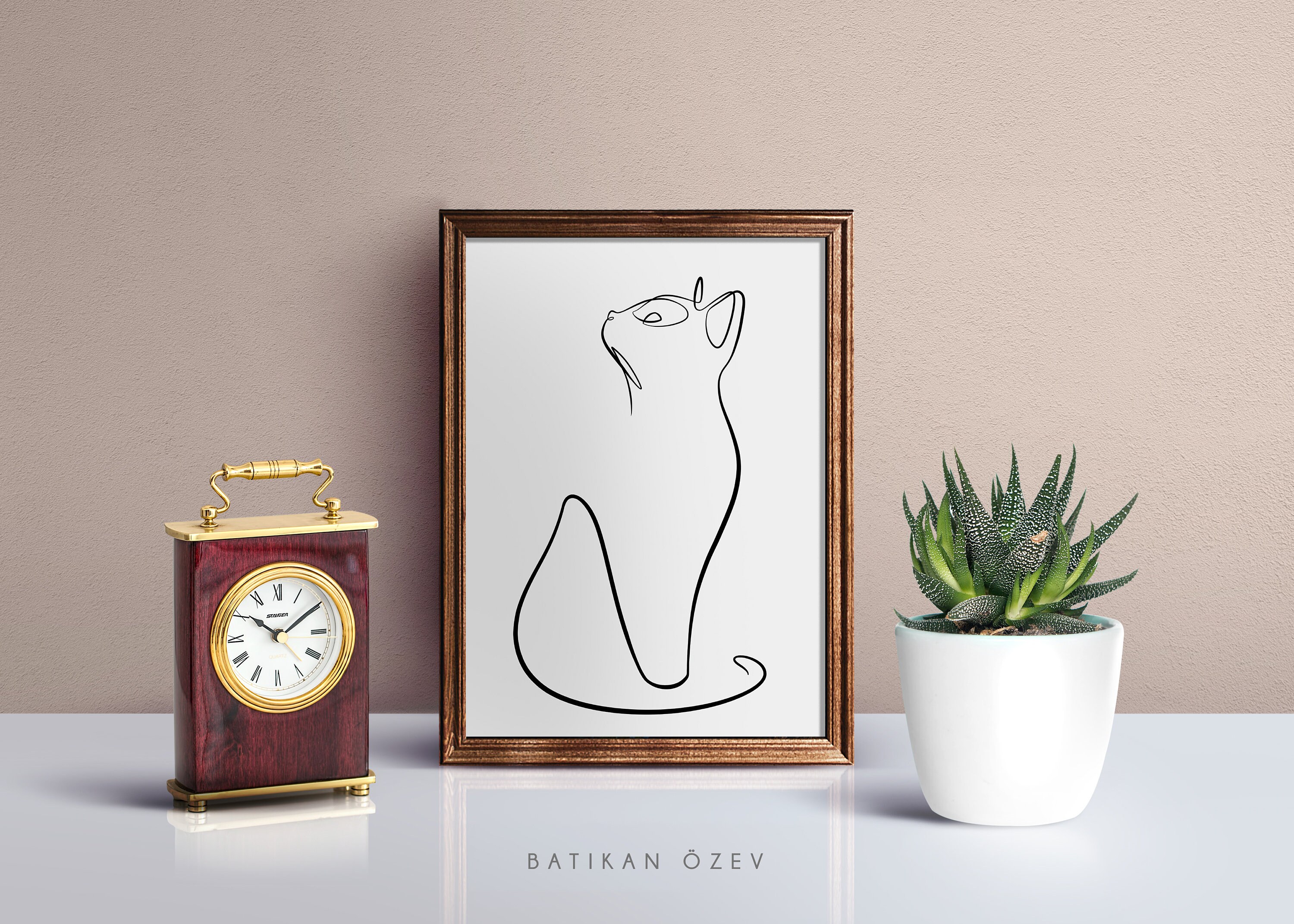 Minimalist Cat Line Art Print Cat Drawing Poster One Line | Etsy