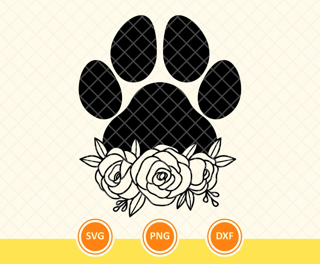 Flower Paw Print Svg, Floral Paw Print Svg, Dog Mom, Dog Mama, Dog ...