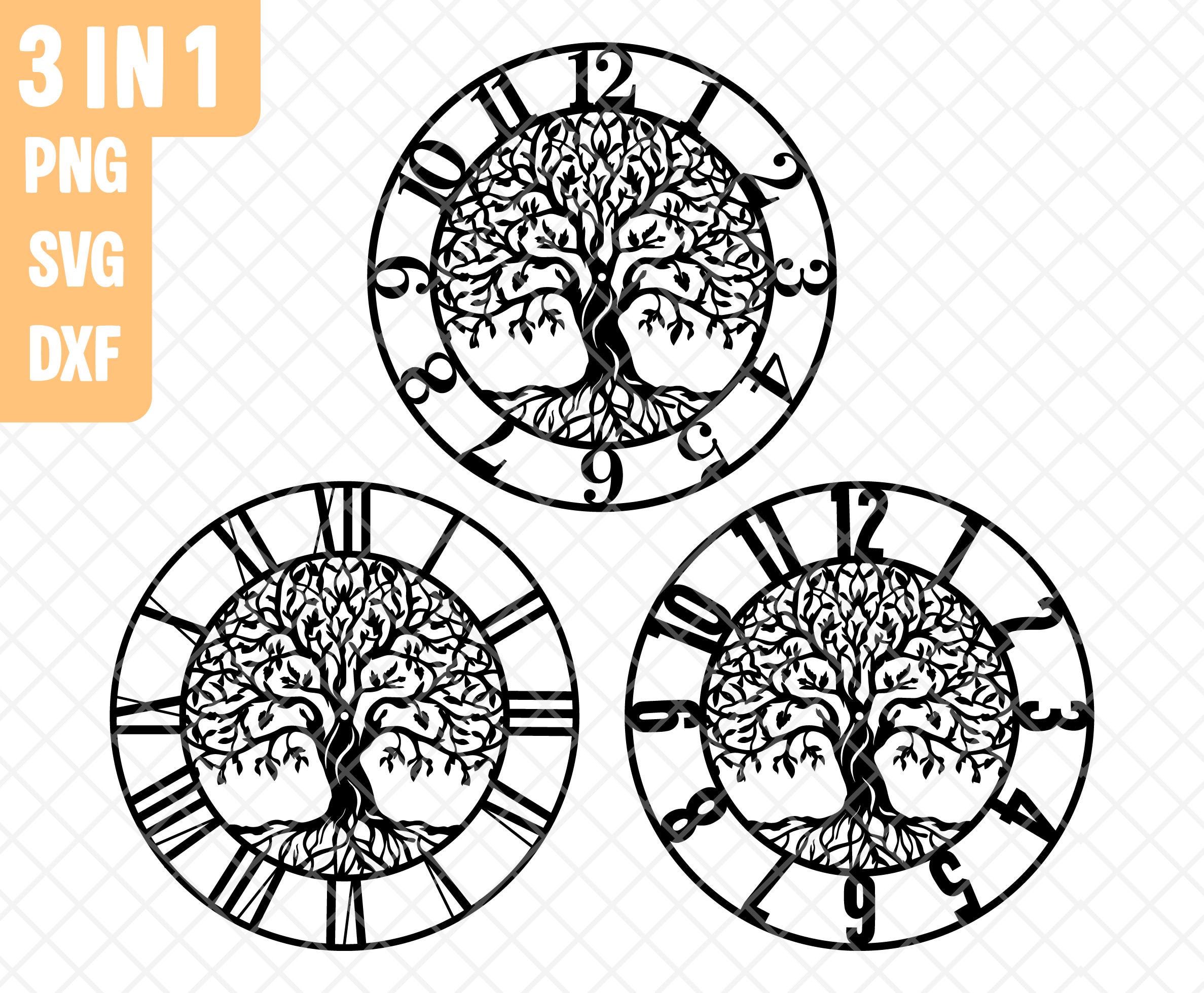 Tree of Life Wall Clock Face Svg Png Dxf, Tree of Life Clock Base ...