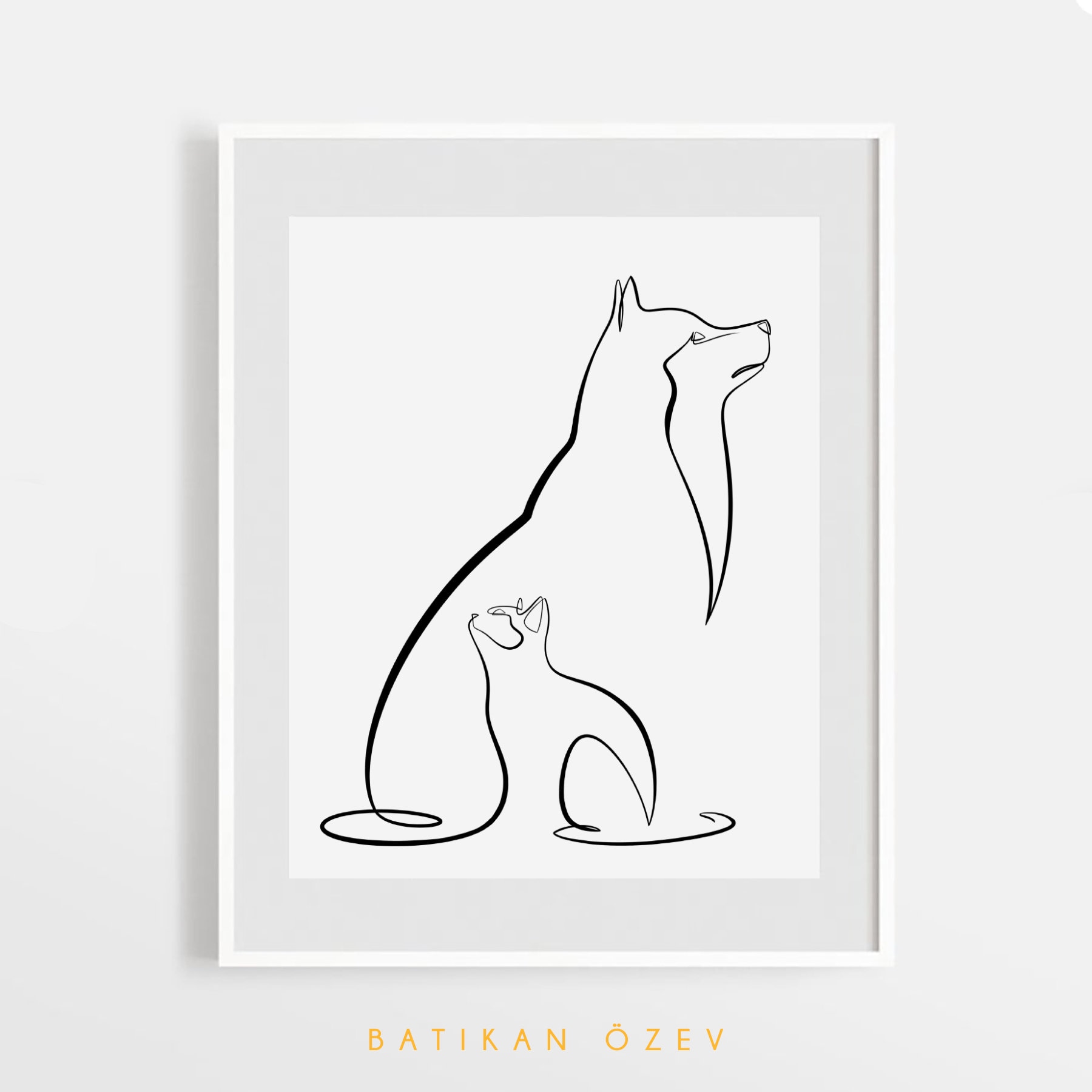 Cat Dog Line Art Modern Art Minimal Line Art Printable Cat - Etsy