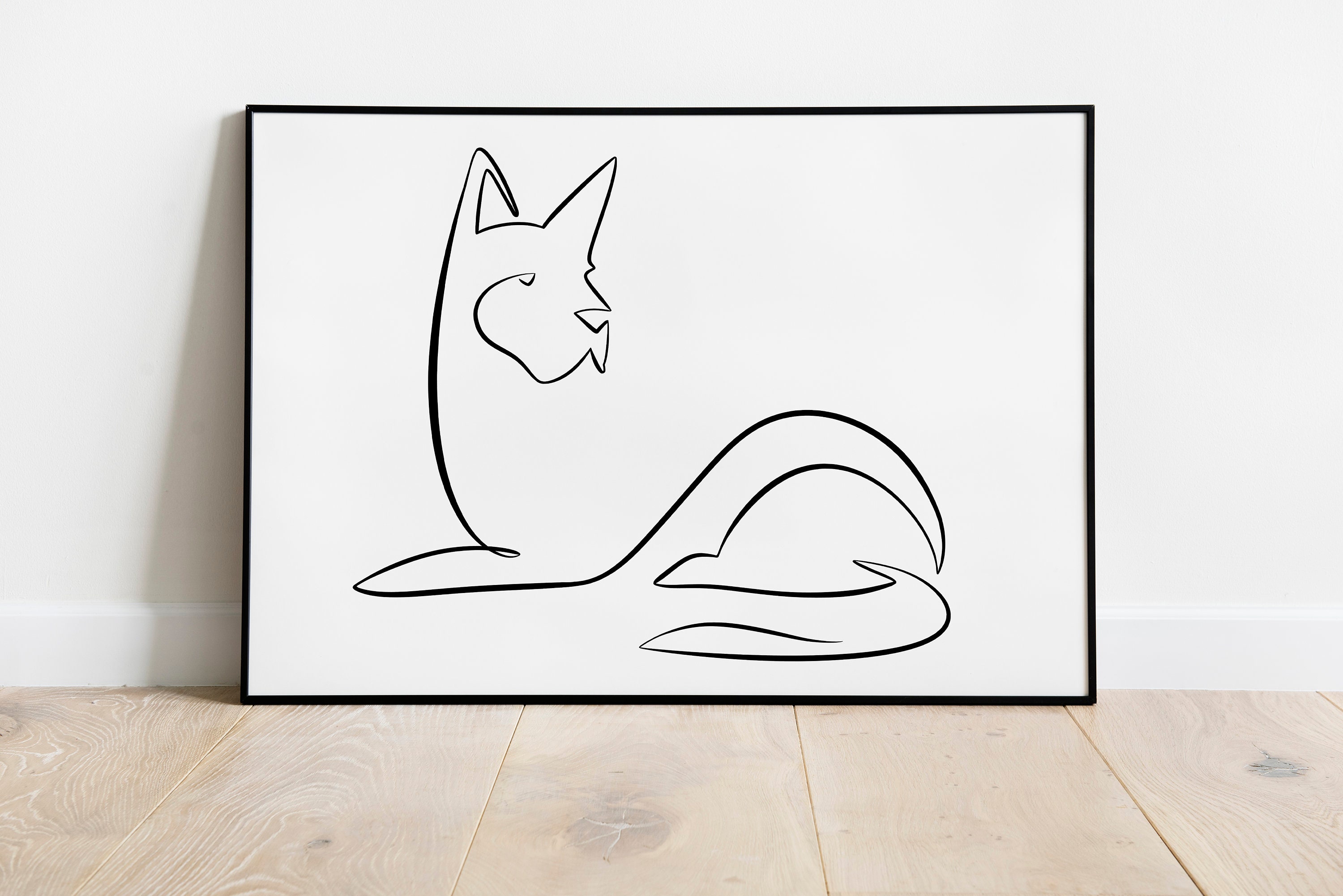 Arte abstracto del perro dibujo de una línea figura del | Etsy