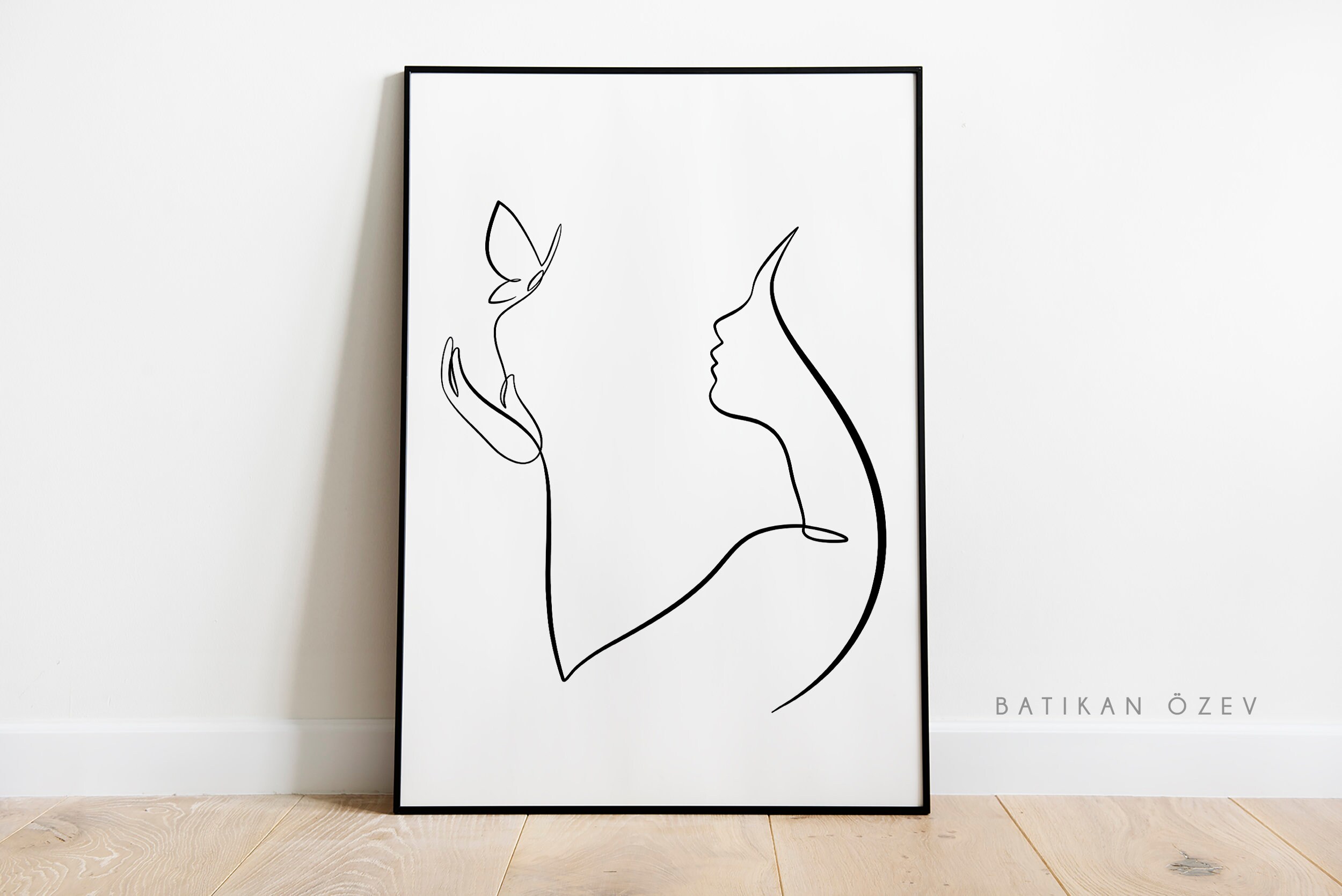 Woman Body Line Art Woman and Butterfly Female Body Drawing - Etsy