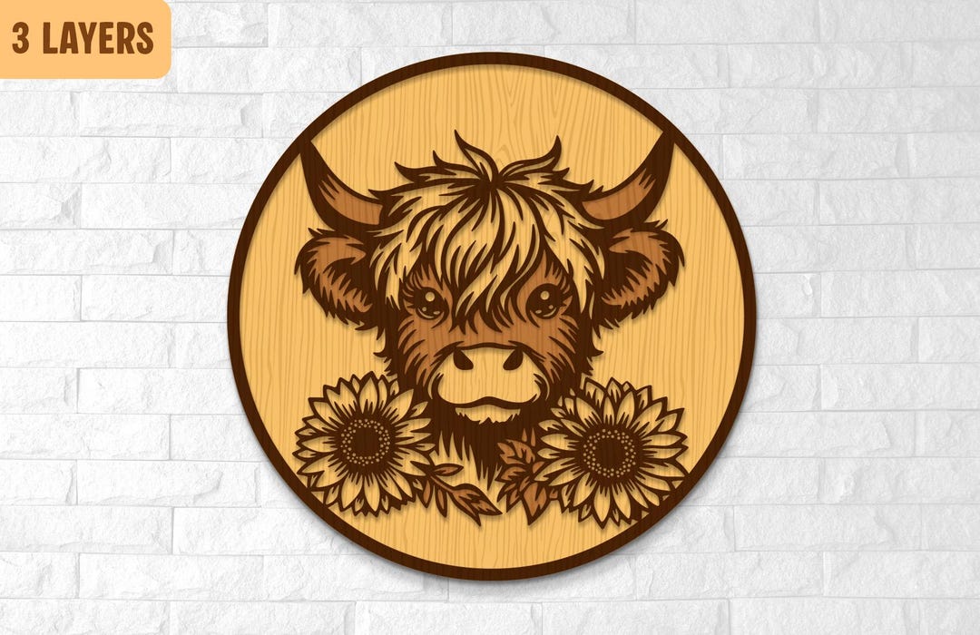 Cute Highland Cow Multilayer Svg Png Dxf, Highland Cattle, Layered ...