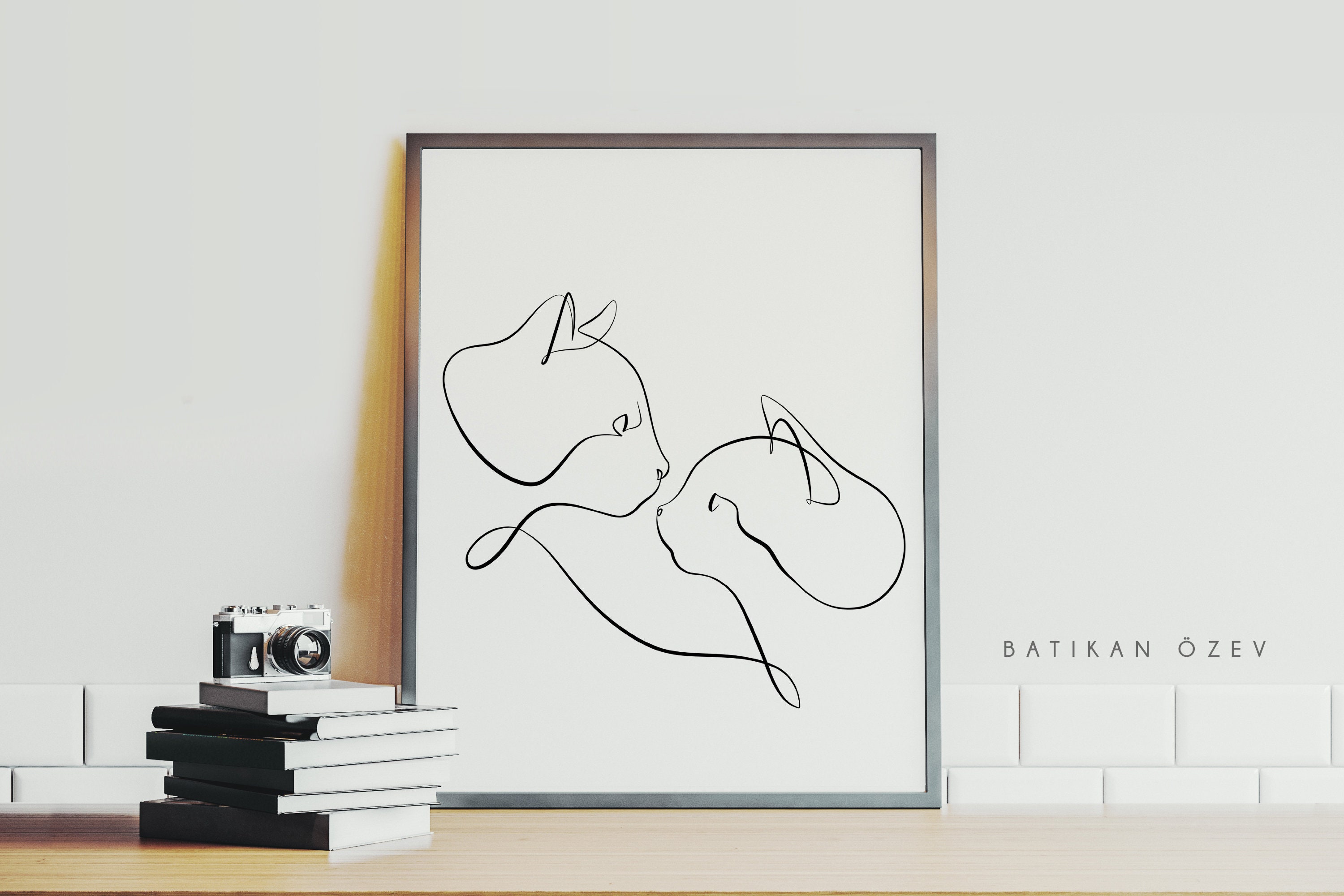 Two Cats Line Art Minimalist Cat Art Cat Line Drawing - Etsy
