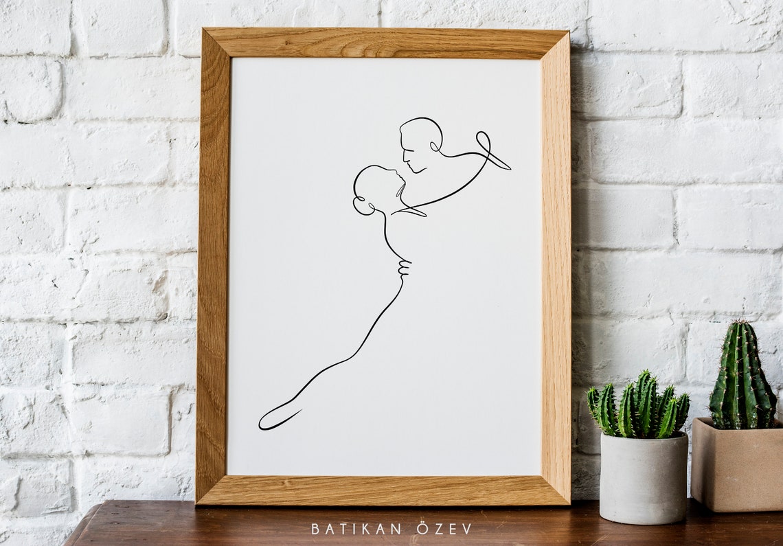 Tango Dancers Line Art Digital Print Couple Body Figures | Etsy