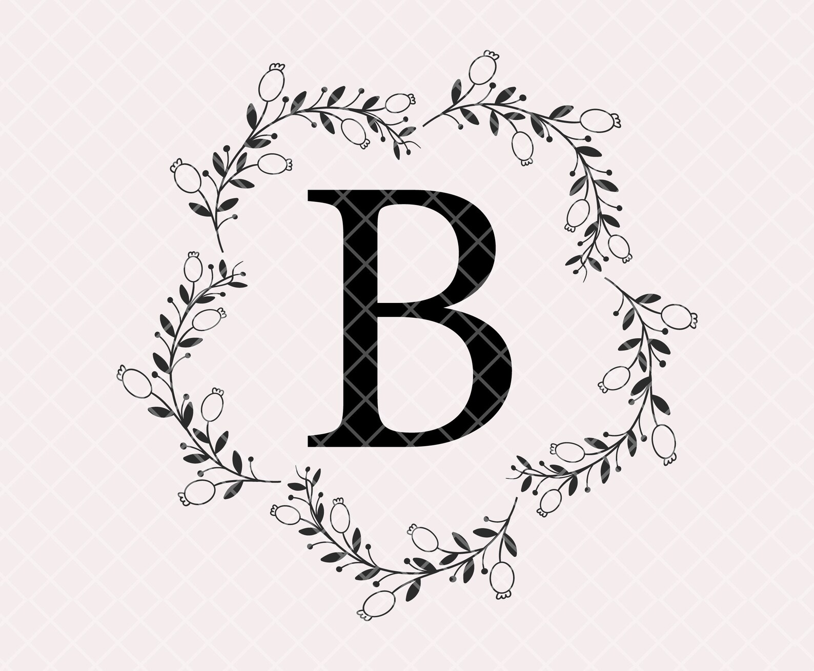 Letter B Monogram Svg Floral Wreath Svg Birthday Monogram - Etsy