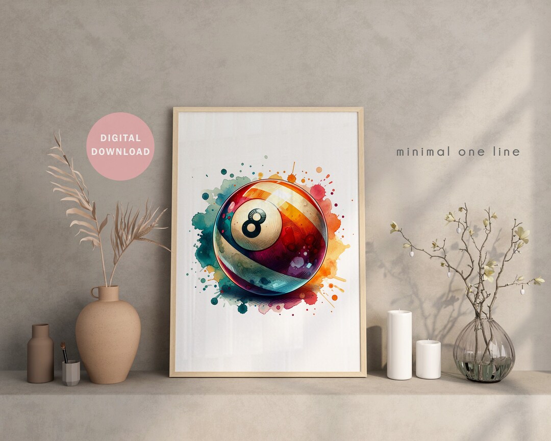Colorful Pool Ball Poster Print, Number 8 Pool Ball Png, Billiard Ball ...