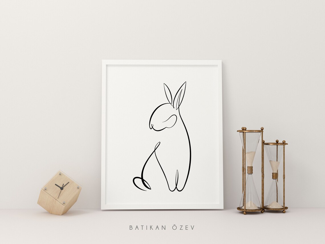 Arte de la figura del conejo abstracto dibujo del conejo - Etsy España