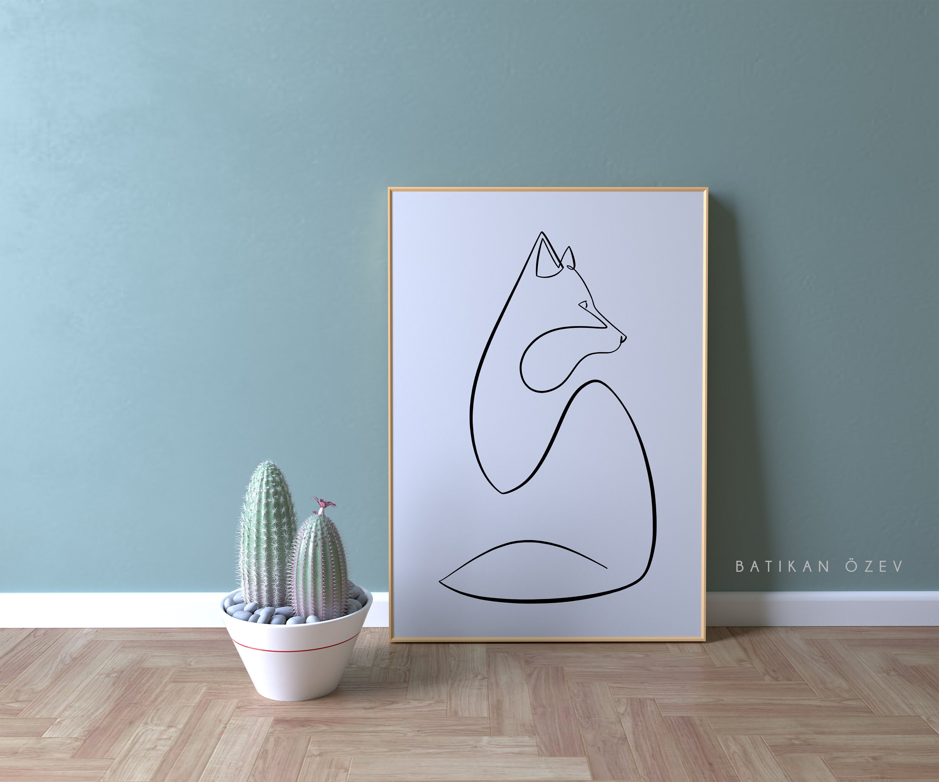 Printable Line Art Fox Poster Digital Fox Print Minimal Fox - Etsy