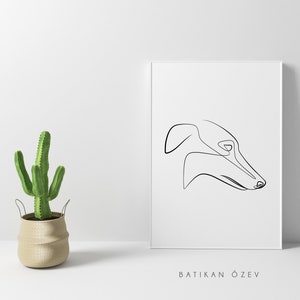 Abstract Greyhound Head Line Art Digital Print, Single Line Design, Pet ...