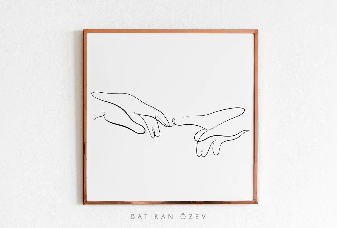 The Creation of Adam Line Art Hands Wall Print One Line - Etsy