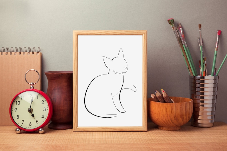 Cat Line Art One Line Drawing Cat Drawing Minimal Cat - Etsy Canada