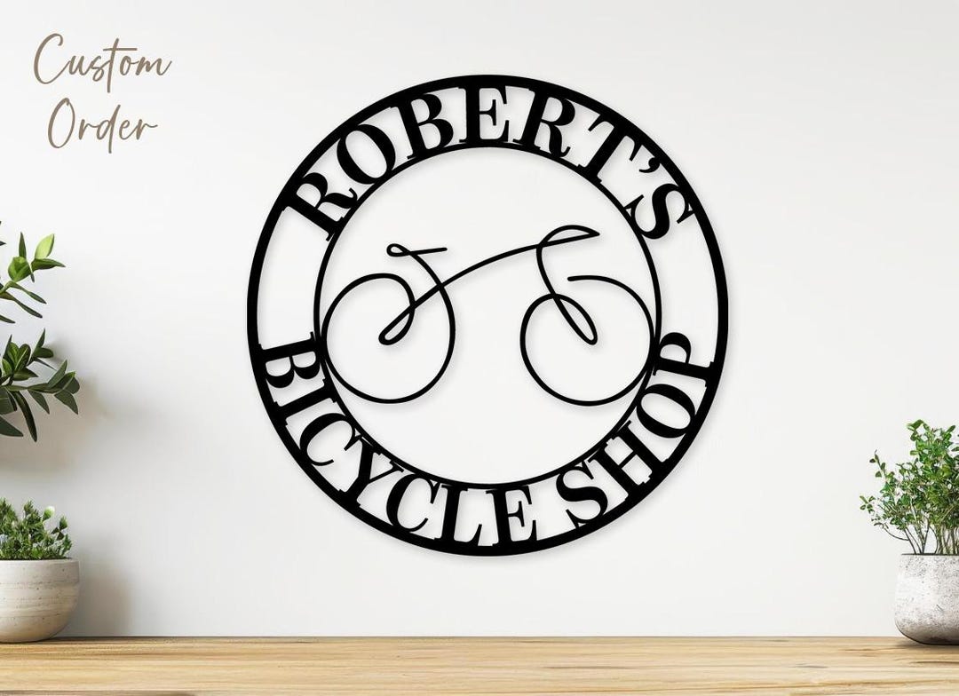 Custom Bicycle Shop Name Sign Svg Png Dxf, Cycling Decor, Personalized ...