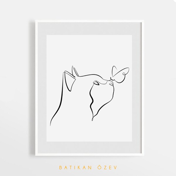 Cat Line Drawing - Etsy