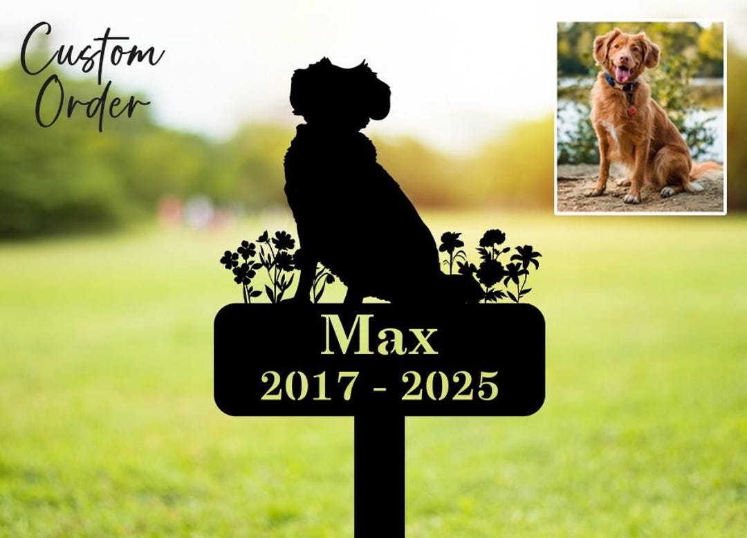 Custom Dog Memorial Stake Svg Png Dxf, Dog Grave Marker From Photo, Pet ...