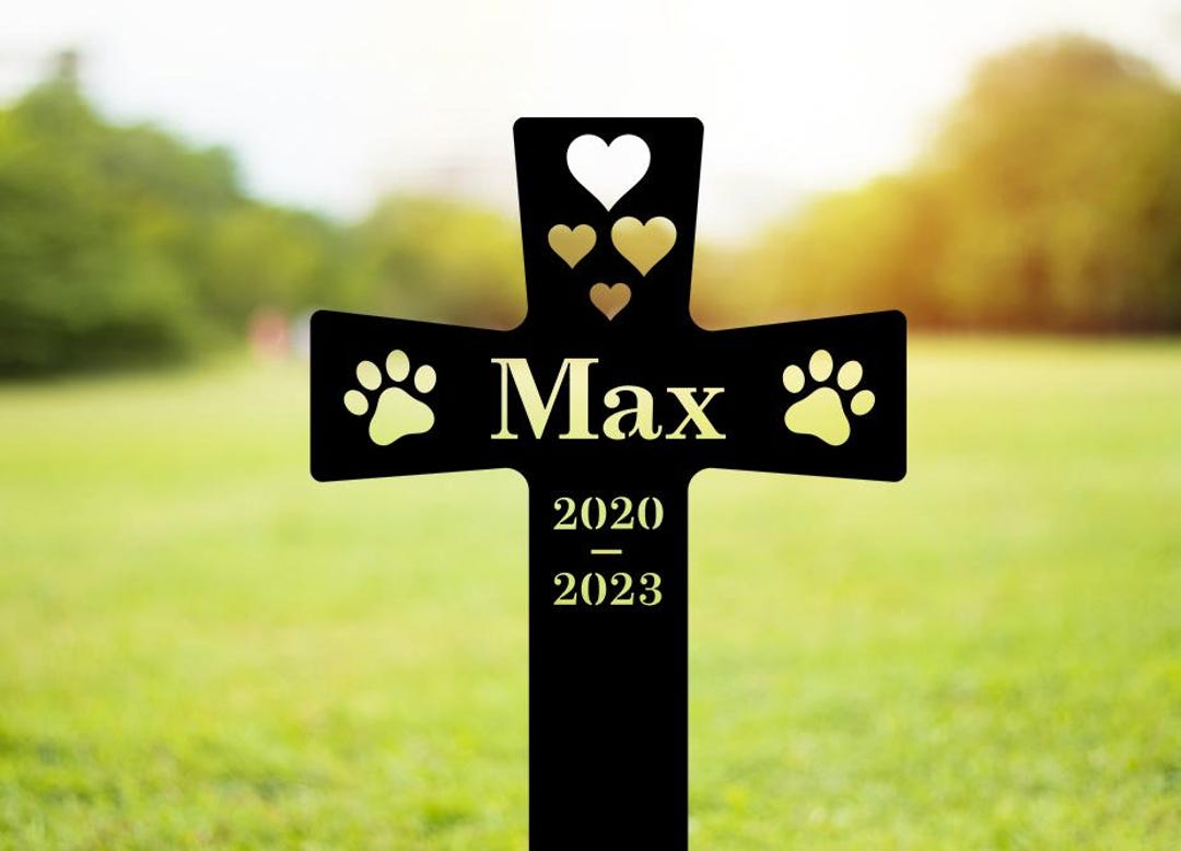 Custom Pet Memorial Stake Svg Png Dxf, Cross Grave Marker, Pet Name ...