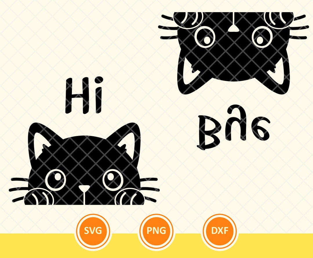 Hi Bye Cat Svg, Doormat Print Svg, Black Cat Svg, Welcome Svg ...