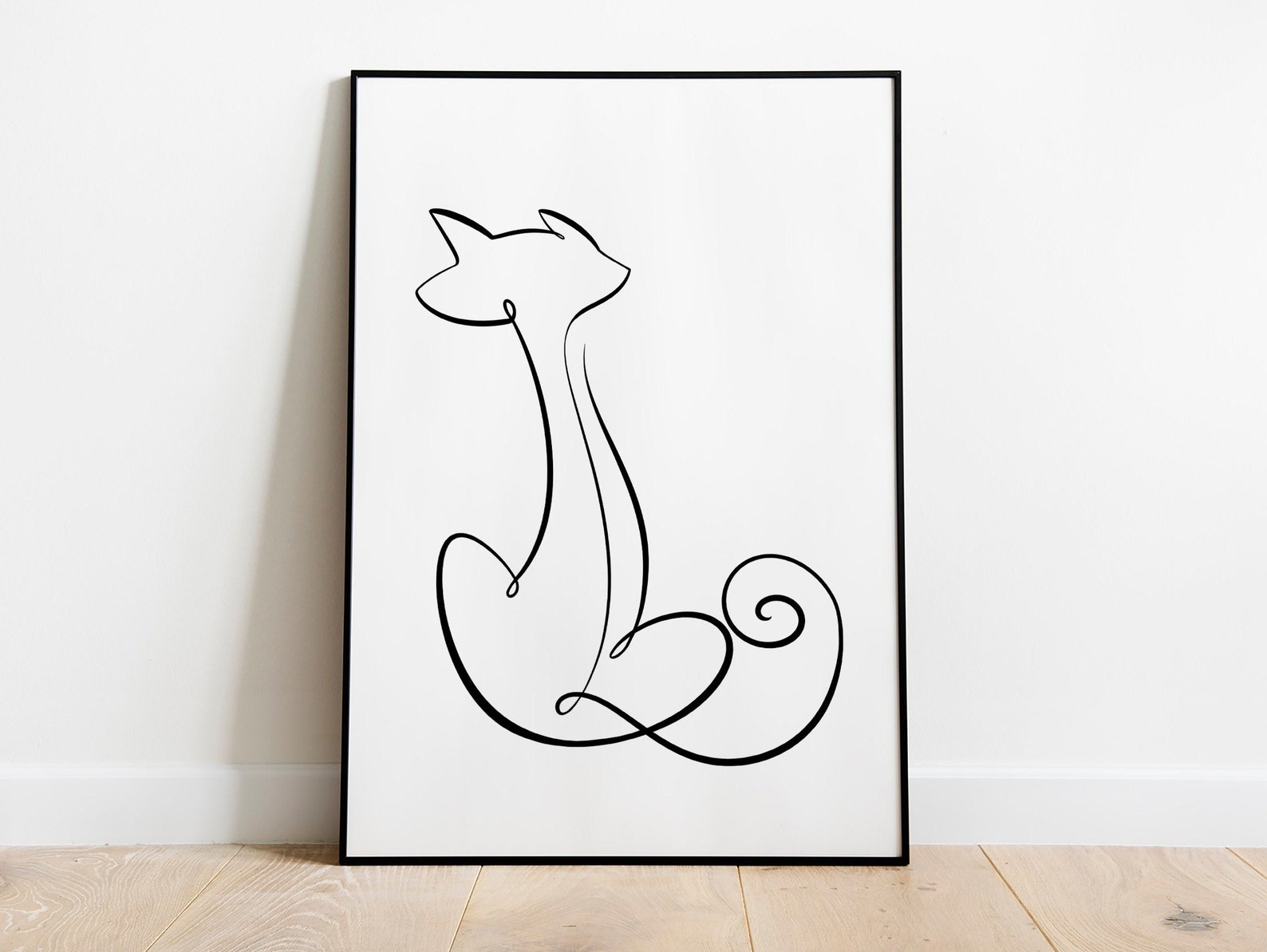 Minimalist Cat Line Art Cat Figure Downloadable Modern - Etsy